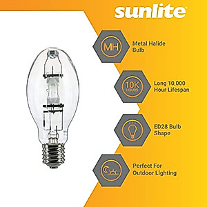 Sunlite MH400/U/MOG M59 Metal Halide Lamp, 400 Watts, Mogul Base (E39), ED37, 12,000 Hour Life Span, 36000 Lumen, Clear Finish, 4000K, 2 Pack