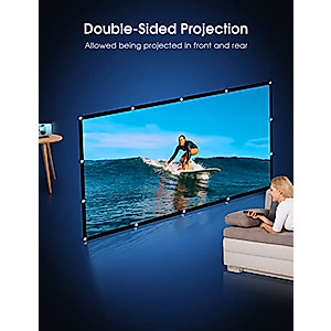 Projector Screen 120 inch, Osoeri 4K 16:9 HD Rear Front Projector Screen Anti-Crease Foldable Projection Screen Double-Sided Portable Outdoor Indoor Projector Screen for Movie Home Theater Yard Travel