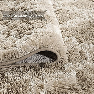 Idailic Fluffy Shag Area Rug Plush Carpet 5x8 ft Modern Moroccan Rugs for Bedroom,Living Room,Dining Room,Playroom,Dorm,Office,Home Decor,Large Rug Fuzzy Indoor Rug,Beige and White