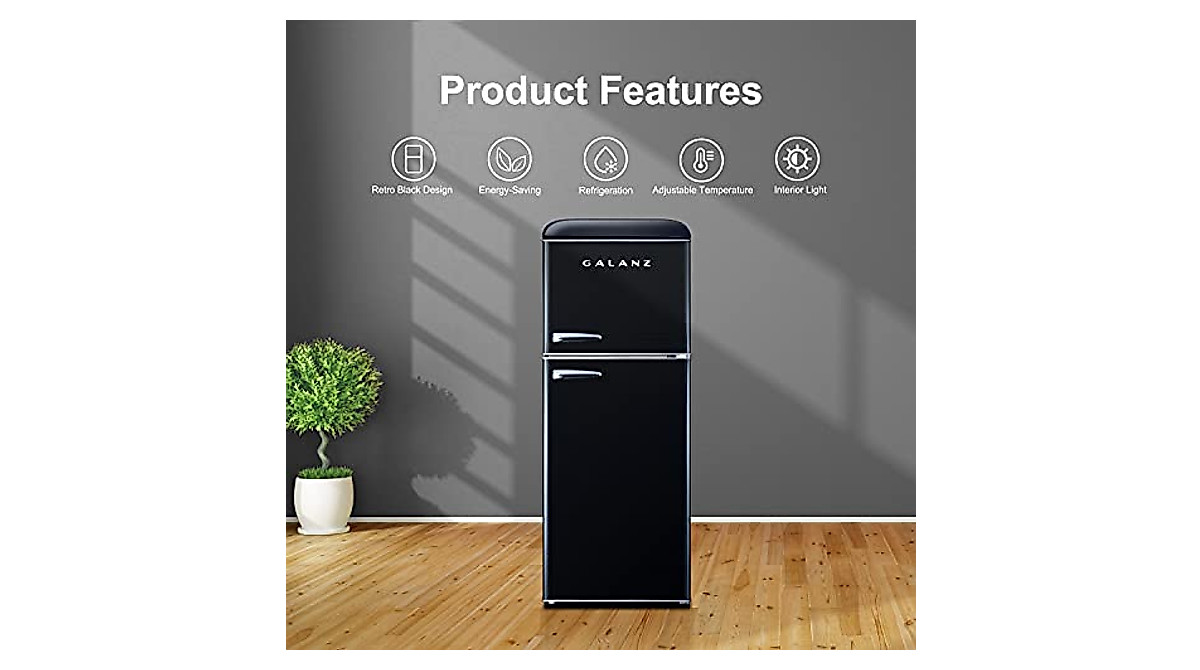 Galanz GLR46TBKER Retro Compact Refrigerator with Freezer Mini Fridge with Dual Door, Adjustable ...