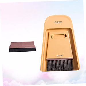 GOOHOCHY Household Broom and Dustpan Soft Bristle Broom Car Dustpan and Broom Office Supplies Mini Hand Broom Table Broom and Dustpan Mini Broomstick Desktop Sweep Cleaning Brush Yellow