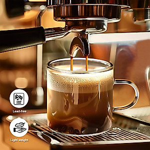 YMMIND 4-Pack 4oz Espresso Cups Espresso Shot Glasses with Handle, Small Glass Coffee Cups, Espresso Mugs Demitasse Cups Cappuccino Cup for Hot or Cold Latte, Tea, Microwave Dishwasher Safe