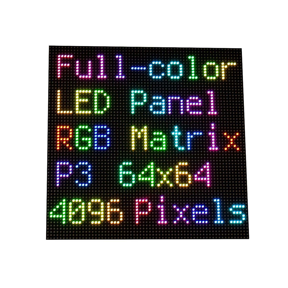 Coolwell RGB Full-Color LED Matrix Panel for Raspberry Pi and Ardui, 3mm Pitch, 64×64, 4096 Individual RGB LEDs, Brightness Adjustable