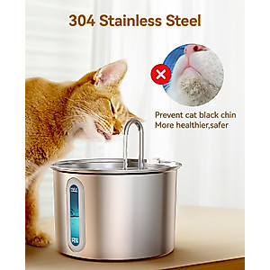 oneisall Stainless Steel Cat Water Fountain, 2L Water Fountains for Cats Indoor Dishwasher Safe with Quiet Pump and 3 Replacement Filters, Automatic Pet Water Fountain Faucet Spout Design