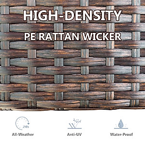 Skypatio Outdoor Swivel Rattan Recliner Chair, Adjustable Backrest Angle Patio Wicker Recliner Lounge Chair with Comfortable Cushions, All-Weather Resin Rattan & Aluminum Frame(Red)