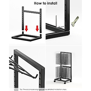 WISIMMALL Art Drying Rack for Classroom,18 Removable Shelves, Painting Drying Rack with Wheels, Functional & Mobile Paint Drying Rack,Stack Rack for Classroom, Art Studios and Schools