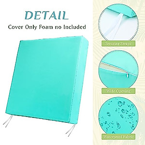 Batiyeer 8 Pcs Outdoor Cushion Slipcovers Patio Chair Cushion Covers Replacement Waterproof Square Outdoor Seat (Solid Teal Style,20 x 20 x 4 Inch)