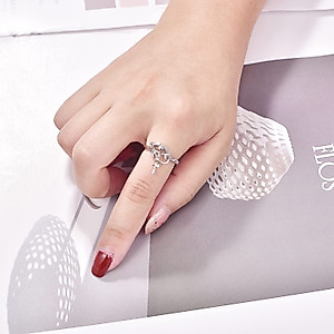 TANGPOET Eye of Horus with Ankh Cross Rings for Women 925 Sterling Silver Adjustable Open Rings Protection Jewelry Gift for Her