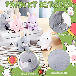 Sratte 16 Pcs Easter Bunny Stuffed Animal Bulk 4.7 Inch Small Plush Rabbit Keychains Detachable Bunny Party Favors Plushies for Birthday Baby Shower Easter Basket Stuffers Decorations