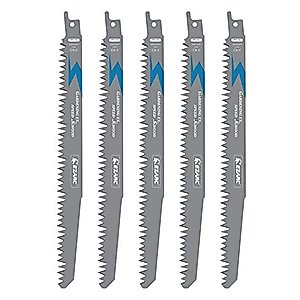 EZARC Wood Pruning Reciprocating Saw Blade, 9-Inch Recip Saw Blades R931GS 5TPI (5-Pack)