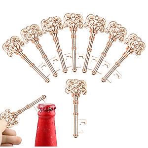 Aokbean 50 Sets Skeleton Key Bottle Openers with Candy Box Wedding Party Favors Souvenir for Guests Escort Gift Card and Ribbon (Rose Gold)