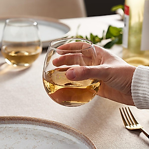 GLING [15 oz Stemless Wine Glasses Set of 4, Wine Glass Cups for Red or White Wine - These Crystal Tumblers are Great for Wedding, Birthdays, and All Occasions