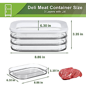 CHACHAE Deli Meat Container for Fridge,Bacon Lunch Meat Container for Refrigerator,Cold Cuts Storage Containers for Fridge,Stackable Food Storage Boxes with Lid for Sandwich,Deli,Meat,Meal Prep,1Pack