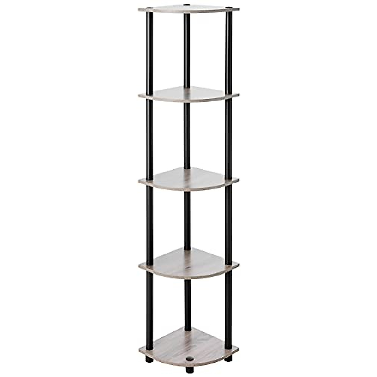 Furinno Turn-N-Tube 5 Tier Corner Display Rack 2 Pack, French Oak Grey/Black