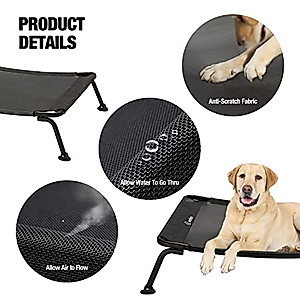 Veehoo Curved Cooling Elevated Dog Bed, Black Frame Outdoor Raised Dog Cot, Chew Proof Pet Bed with Washable & Breathable Textilene Mesh, Non-Slip Feet for Indoor & Outdoor, X-Large, Black