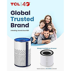 TCL Air Purifier for Home Room Bedroom True H13 HEPA Air Filter Remove 99.97% Smoke Odor Pet Dander Dust Pollen Mold Air Cleaner Metal Design with Night Light