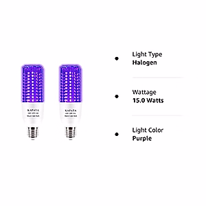 Kapata 15W LED UV Black Light Bulb Energy Saving UV Black Lights UVA Level 395-400nm, Glow in The Dark , 100W Black Fluorescent Light Equivalent E26 120V , 2- Pack