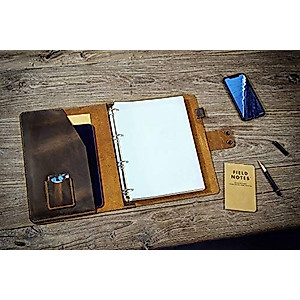 Personalised leather A4 ring binder, retro leather A4 4 ring binder folder, leather A4 portfolio NA405BS