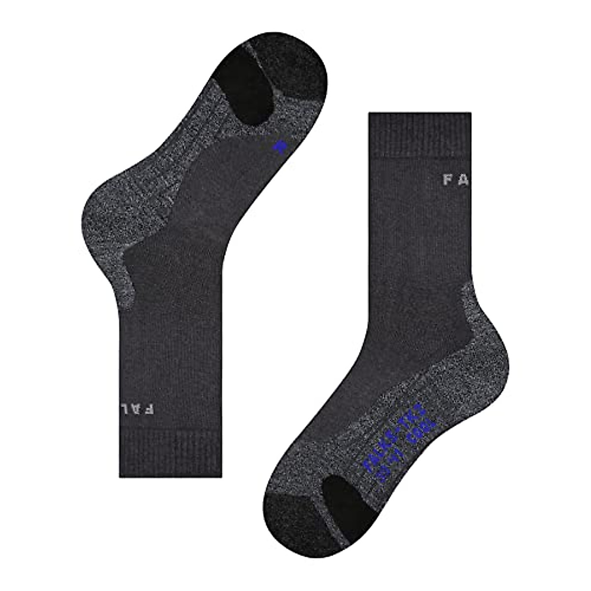 FALKE Women's TK2 Explore Cool Hiking Socks, Mid Calf, Medium Padding, Breathable Quick Dry, Cooling, Lyocell, Grey (Asphalt Melange 3180), 5-6, 1 Pair