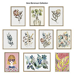 Kate and Laurel Sylvie Wildflower Bunch Framed Canvas Wall Art by Sara Berrenson, 18x24 Natural, Floral Accent for Wall