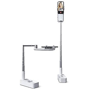 Viozon Extendable Selfie Stand 360° Rotation with Phone Holder, Rechargeable Wireless Foldable 7 Brightness LED Light for Live Streaming/YouTube/Tiktok/Video Recording/Photography/Reading (V6W)