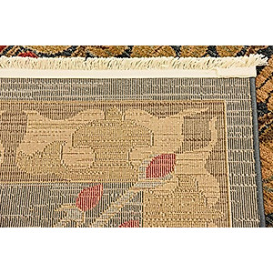 Unique Loom Edinburgh Collection Classic Oriental Traditional French Country Inspired Border Design Area Rug, 8' 0" x 8' 0", Blue/Beige
