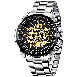 Black Golden Skeleton Dial Luminous Design Mechanical Watch for Men Top Brand Luxury Folding Clasp with Safety…
