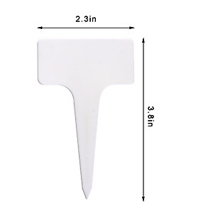 HOVEOX 200PCS Plastic Plant Tags, T-Type Markers Nursery Garden Labels Stakes for Gardening Green House Humidity Dome Orchard Botanical Garden (White)
