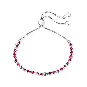 Ross-Simons Italian 4.00 ct. t.w. Simulated Ruby Bead Bolo Bracelet in Sterling Silver