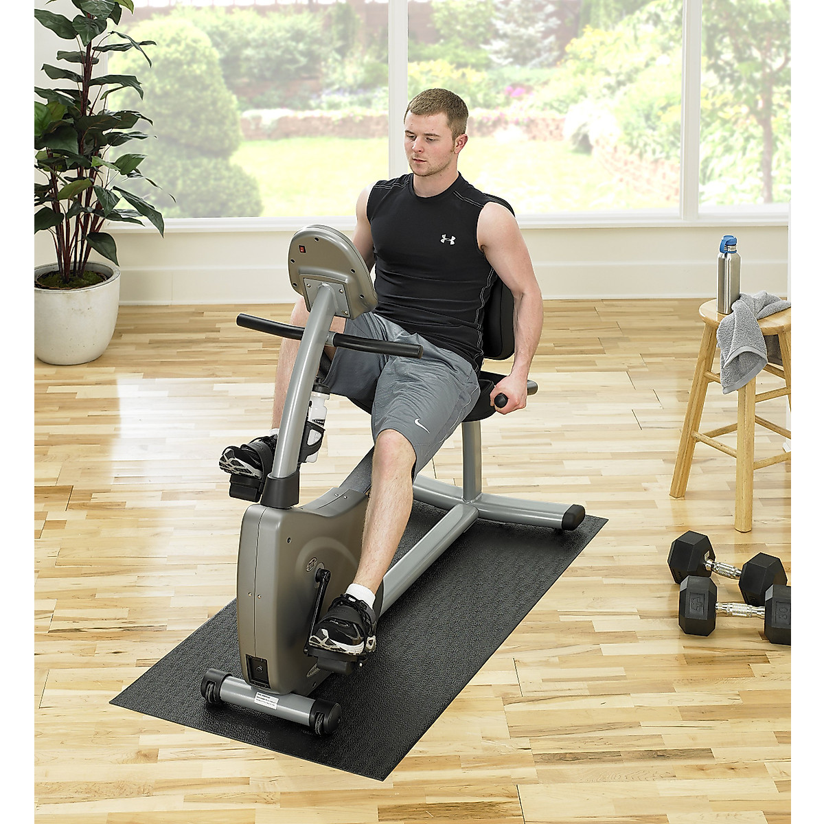 Supermats Heavy Duty Equipment Mat 13GS Made in U.S.A. for Indoor Cycles Recumbent Bikes Upright Exercise Bikes and Steppers (2.5 Feet x 5 Feet) (30-Inch x 60-Inch) (76.2 cm x 152.4 cm) , Black