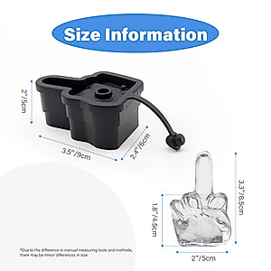 Middle Finger Ice Cube Mold, Easy-Release Silicone, Fun Shapes, Leak, Reusable, Dishwasher Safe, BPA Free, Idea for Whiskey, Cocktails, Coffee, Drinks, and Funny Middle Finger Present (Black)