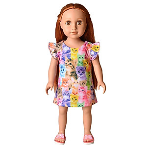 QPANCY Cat Nightgown for American Girls Matching Kids & Dolls 18 inch Pajamas 8 9