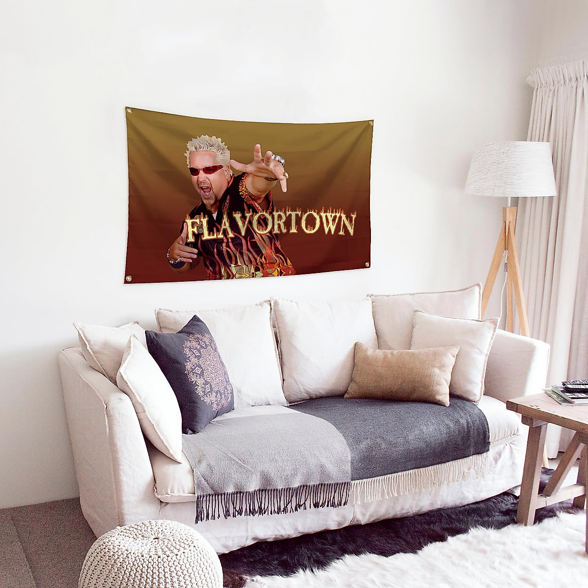 Guy Fieri Flavortown Flag ，3x5 Feet Flag Funny Poster Durable Man Cave Wall Flag with Brass Grommets This beautiful entertaining banner flag for College Dorm Room Decor,Outdoor, events, festivals..