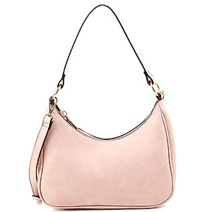 Vegan Leather 2 Way Medium Classic Retro Shoulder Bag Crossbody Purse Wallet Set (Khaki)