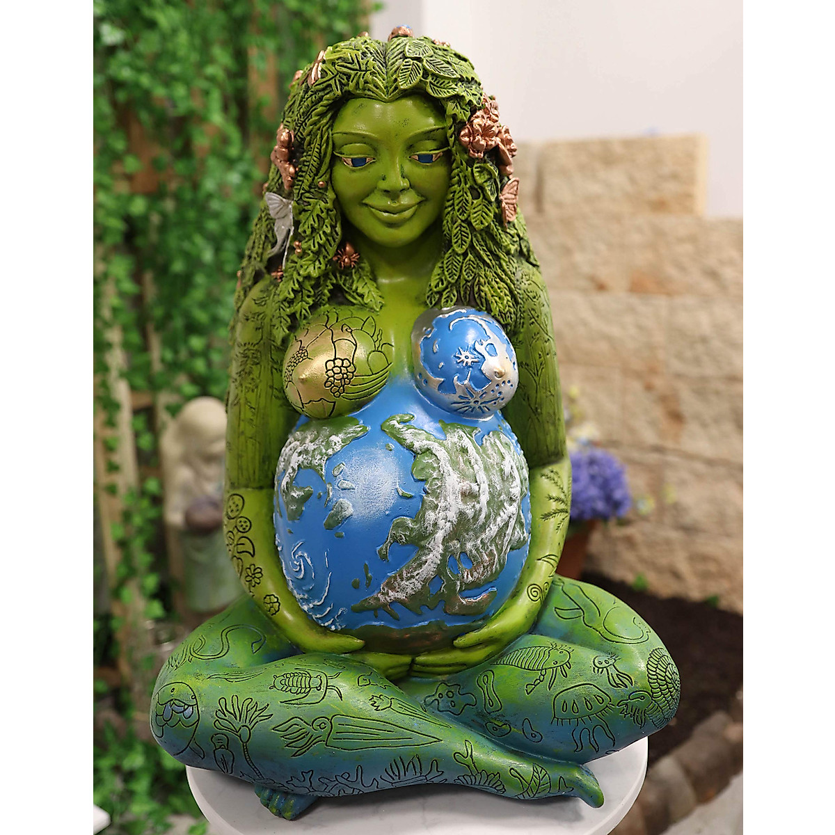 Ebros Gift Millennial Gaia Green Earth Mother Nature Goddess Te Fiti Statue by Oberon Zell in Vivid Colors Home and Garden Decorative Figurine (Extra Large 23" Tall)