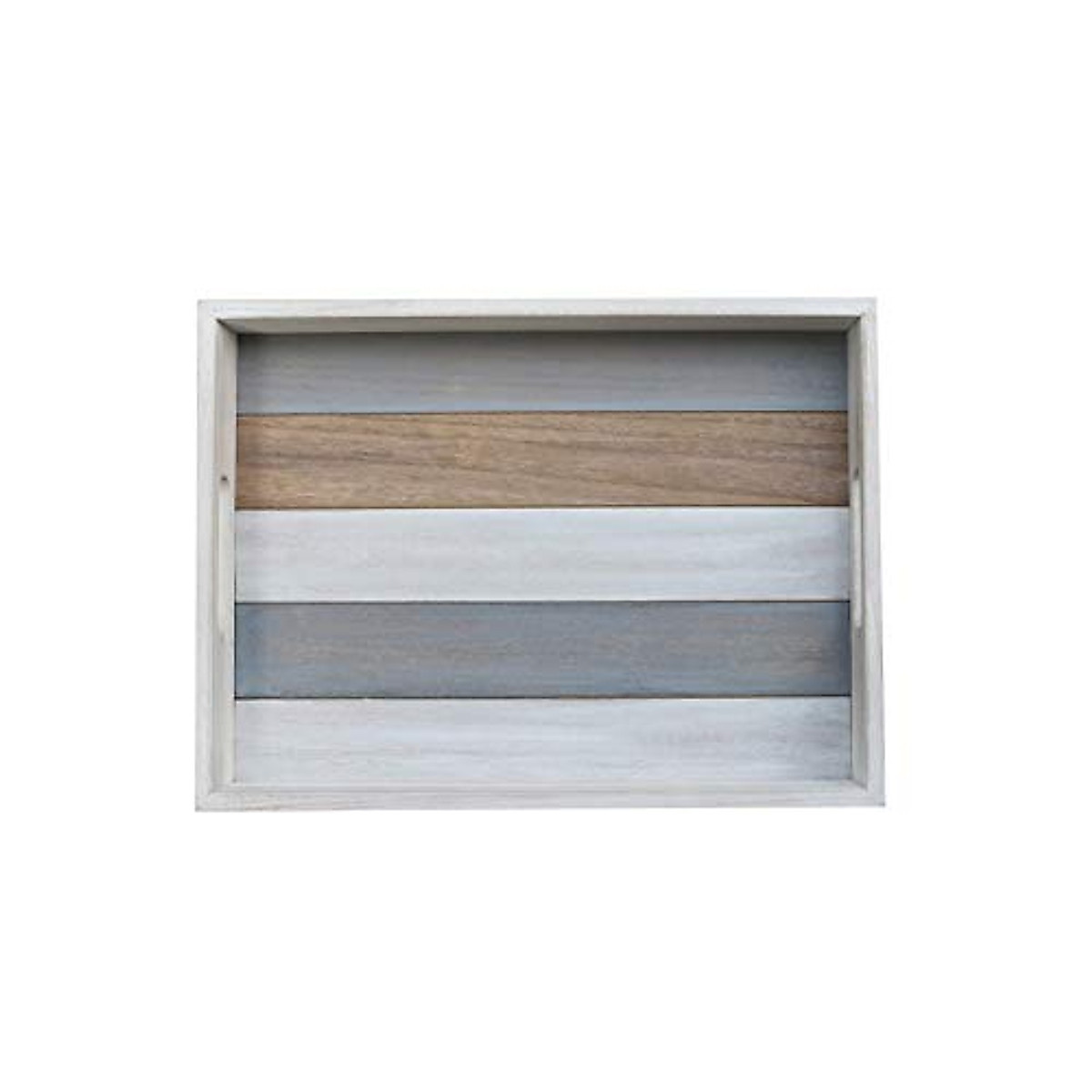 Rustic Wooden Serving Tray for Ottoman and Coffee Table Lap Tray (16.3L x 12.2W x 2H in, Multicolor)