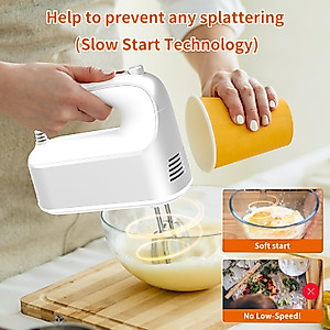 CBQ Hand Mixer Electric, 9 Speed 400W Handheld Mixer with Digital Display, Touch Button, Turbo, Snop-On Storage Case, 5 Stainless Steel Accessories, Mixer Electric Handheld for Cake, Cookie, Egg,