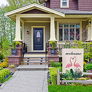 Ogiselestyle Flamingo Garden Flag Vertical Double Sided Farmhouse Summer Autumn Fall Small Welcome Yard Outdoor Flags 12 X 18 Inch