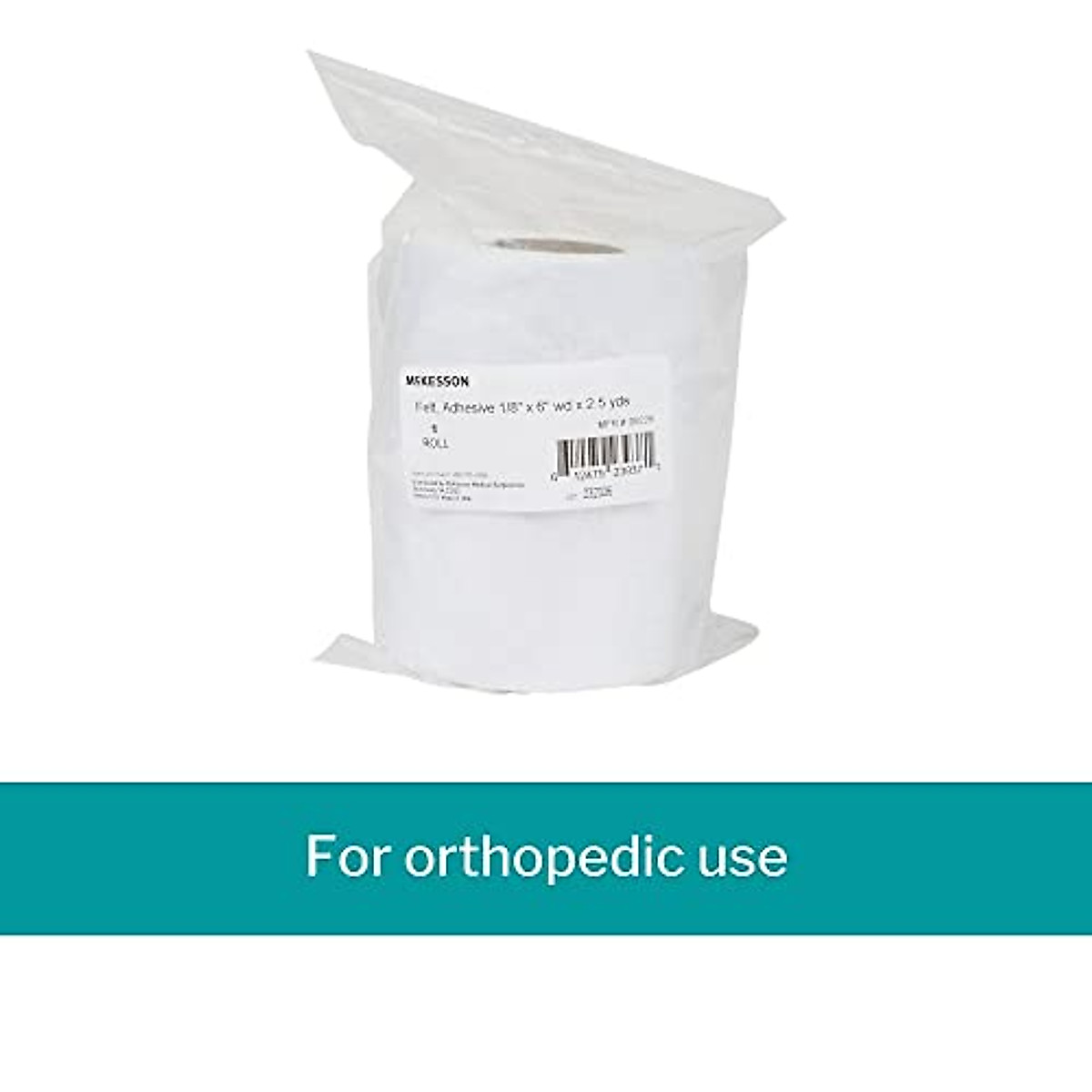 McKesson Orthopedic Felt Roll - Non-Sterile, Adhesive Rayon/Wool Medical Padding - White, 1/8 in Thick, 6 in x 2 1/2 yd, 1 Count