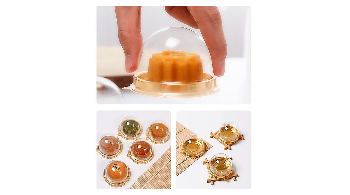 100 Pack Clear Mini Cake Muffin Cookie Dome Boxes - Gold