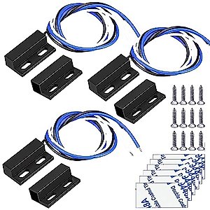 Gebildet 3 Sets NO/NC Black Magnetic Switch Wiring Recessed Door Sensor Hidden Window Contact Reed Switch for Access Control Replace Alarm System
