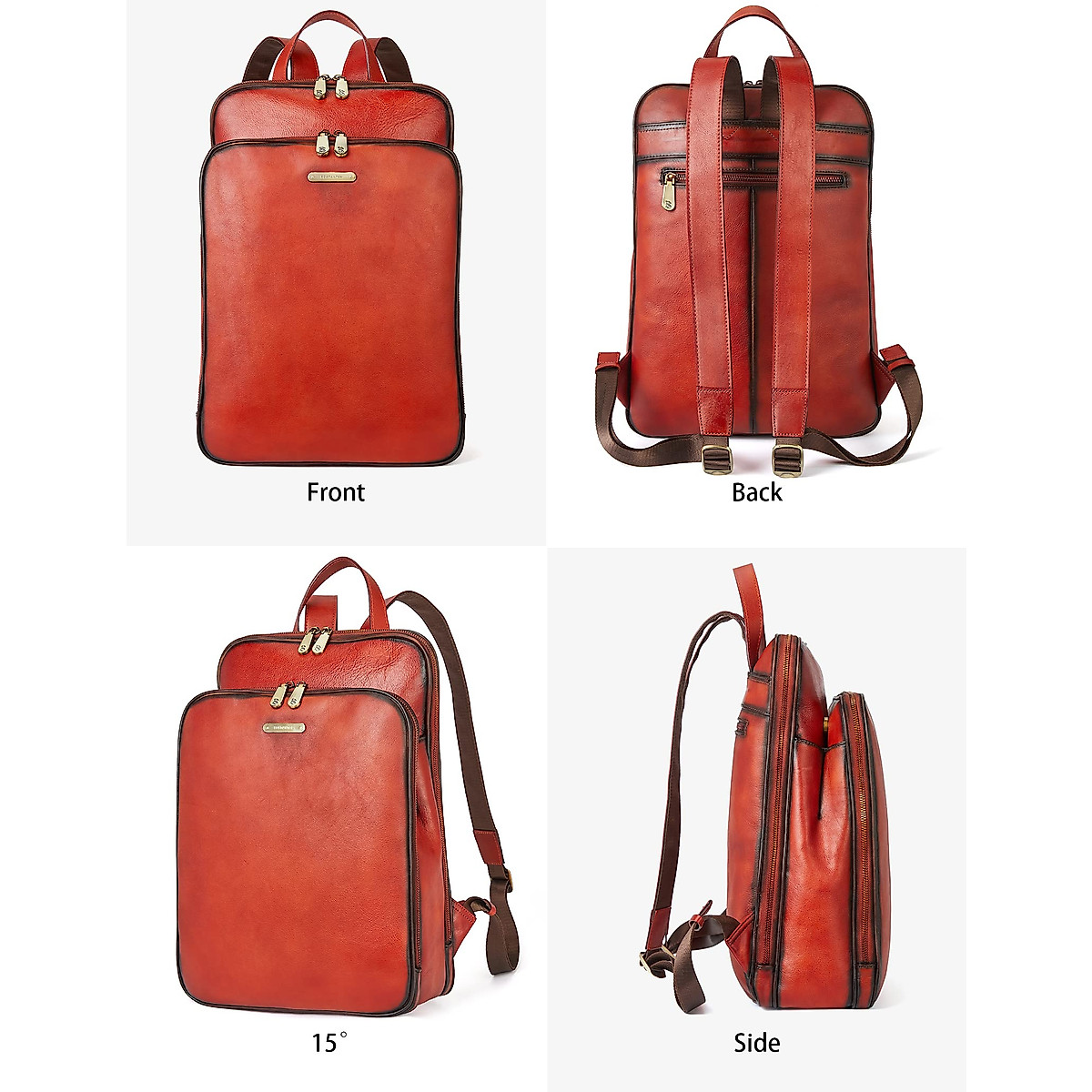 BOSTANTEN Womens Laptop Backpack Leather 15.6 inch Computer Back Pack Business College Daypack Vintage Large Travel Bag