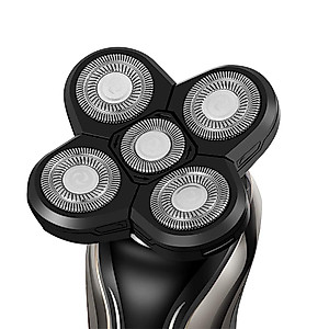 Electric Razor for Men 4 in 1 Head Shaver Grooming Kit Cordless Rechargeable Waterproof Rotary Shaver with Nose Hair Trimmer& Sideburns Trimmer &Facial Cleansing Brush FEIPUDA