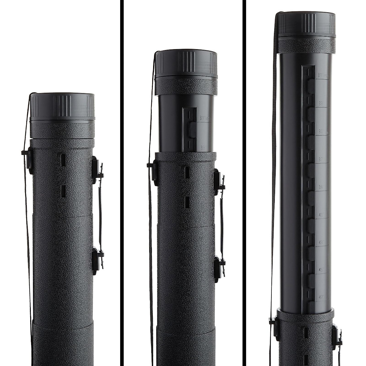 Juvale Poster Tube with Strap, Black Expandable Storage Tube, Holder, Container for Posters, Blueprints, Artwork, Map (30 to 49 Inches)