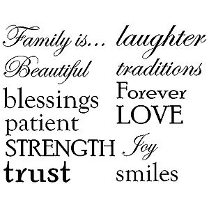 Set of 12 Family Quote Words Vinyl Wall Sticker Picture Frame Wall Family Room Art Decoration #1332 (Matte Black)