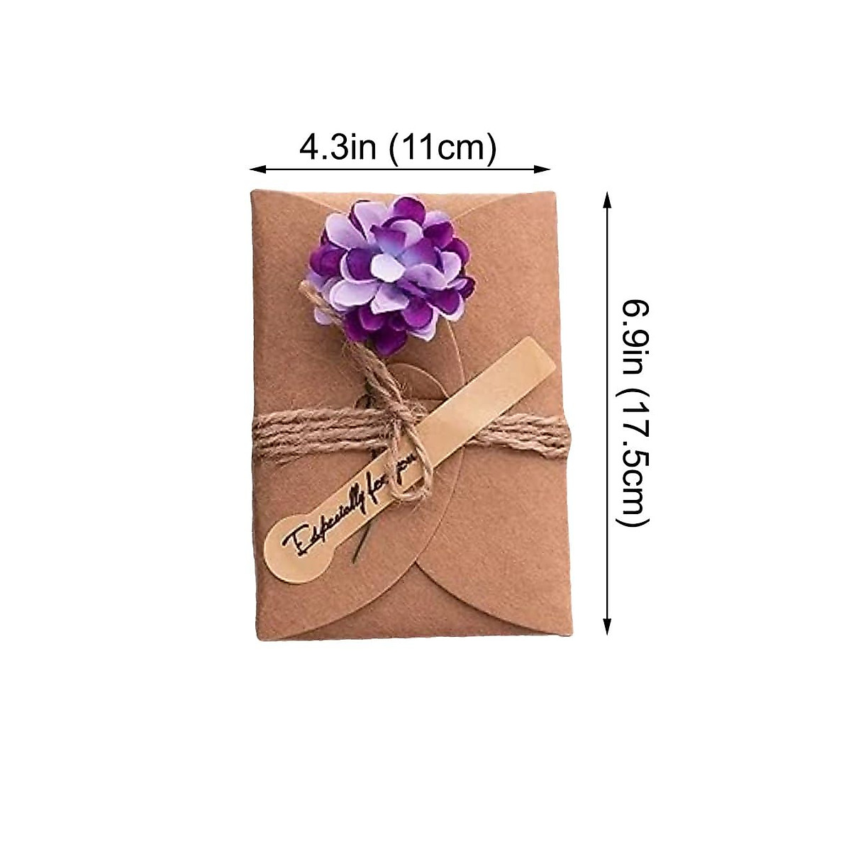 Ksix 10Pcs 4.3x6.9 Inchs Handmade Vintage Kraft Blank Note Card Thank Notes, Greeting Card, Paper Flowers Greeting Cards, Handmade Invitation Card, Birthday Party Invitation Card With Envelopes