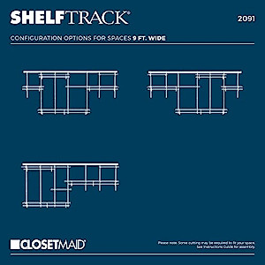 ClosetMaid ShelfTrack Wire Closet Organizer System Adjustable from 7 to 10 Ft, with Shelves, Clothes Rods, Hardware, Durable Steel, White, 7 ft ft