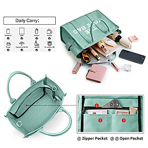 Fancy Forest The Tote Bag for Women tote purse with Zipper, Faux Leather/Canvas tote bags Shoulder Bag Crossbody Handbag