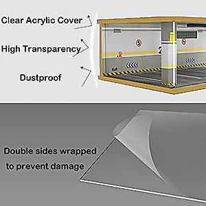 1/24 Scale Die-cast Car Garage Display Case with Clear Acrylic Cover and LED Lighting for 4 Parking Space (1:24-4 Parking 2A)