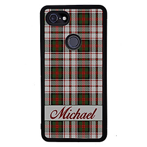 Christmas Tartan Quilt Blanket Personalized Black Rubber Phone Case Compatible With Google Pixel 8 Pro, 8a, 8, 7a, 7, Pixel 7 Pro, 6a, Pixel 6 Pro, 6, 5, 4a 5G, 4a 4G, 4, 4 XL, 3a, 3a XL, 3, 3 XL